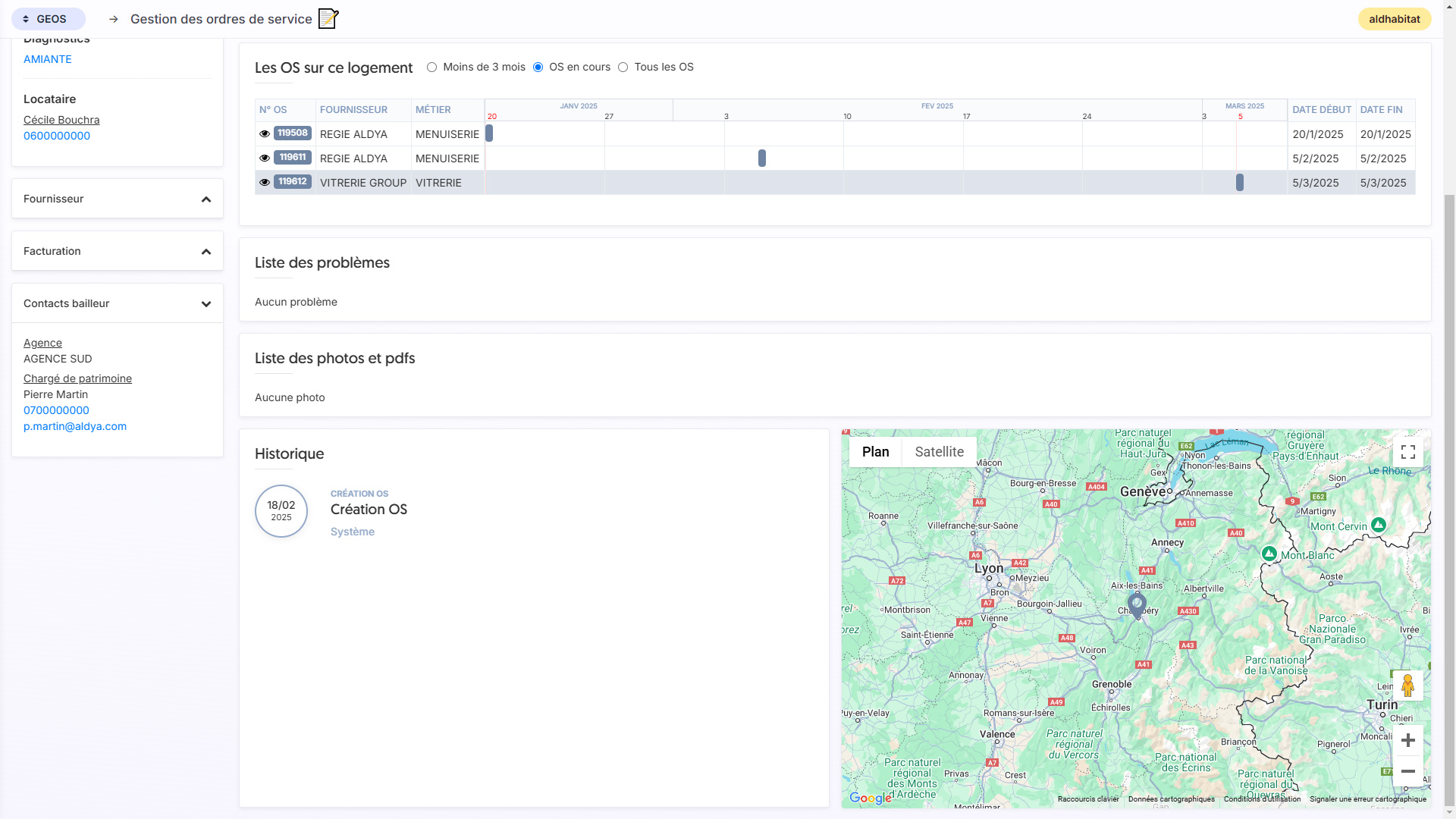 GEOS - Gestion des ordres de service